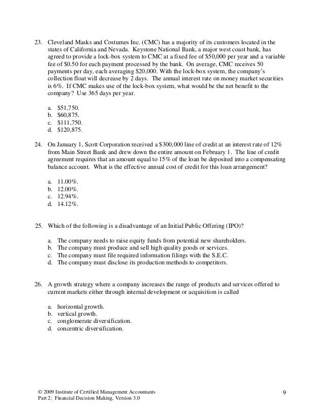 Cma practice questions-part-2