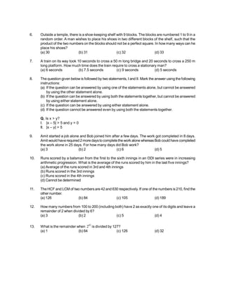 CMAT Sample Paper 1 - MBA Classes | PDF
