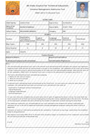 Cmat score card | PDF