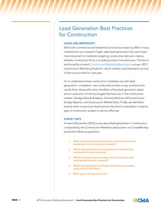 Construction Leads Guide: Lead Generation Best Practices | PDF
