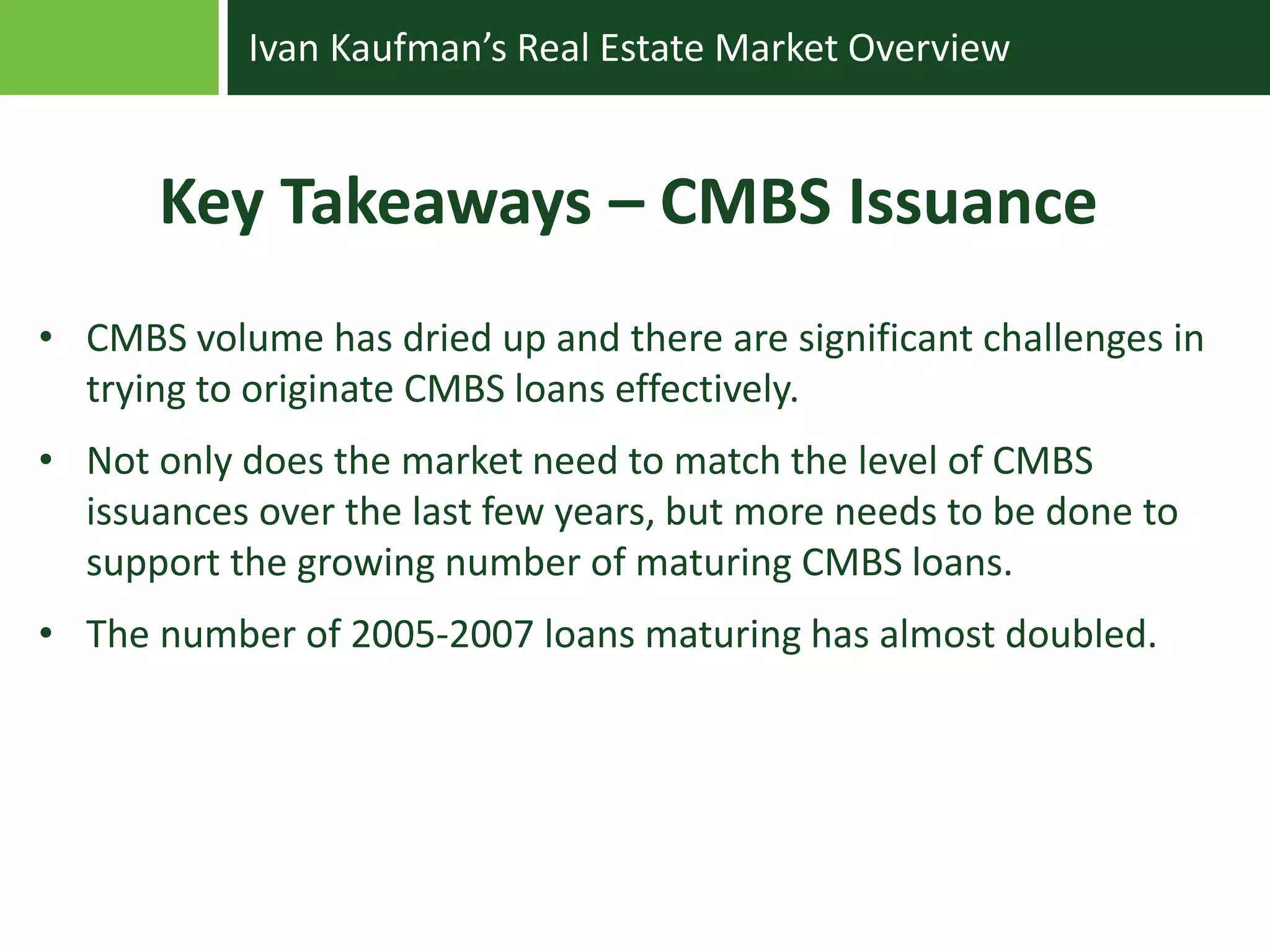 CMBS Market Overview | PPTX | Stocks and Bonds | Personal Investing