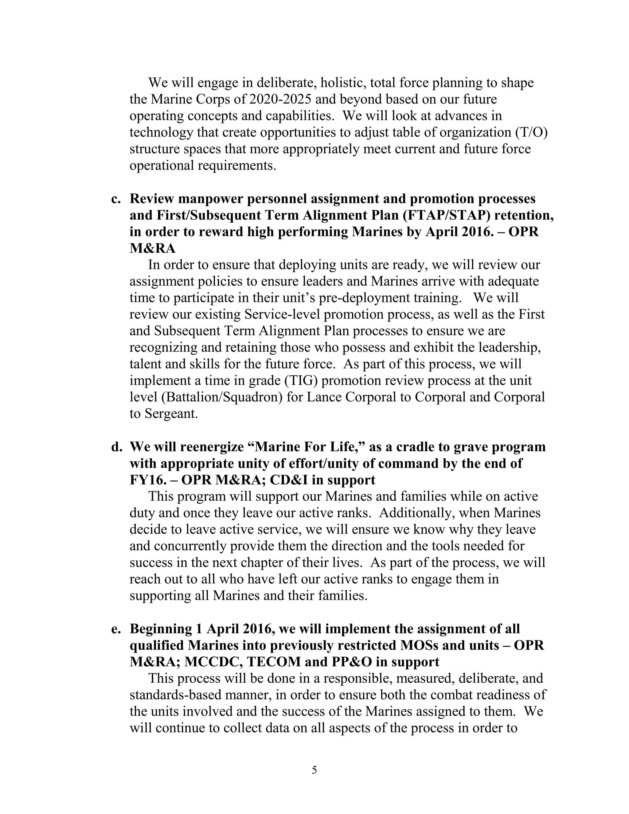 Updated Commandant USMC Planning Guidance | PDF