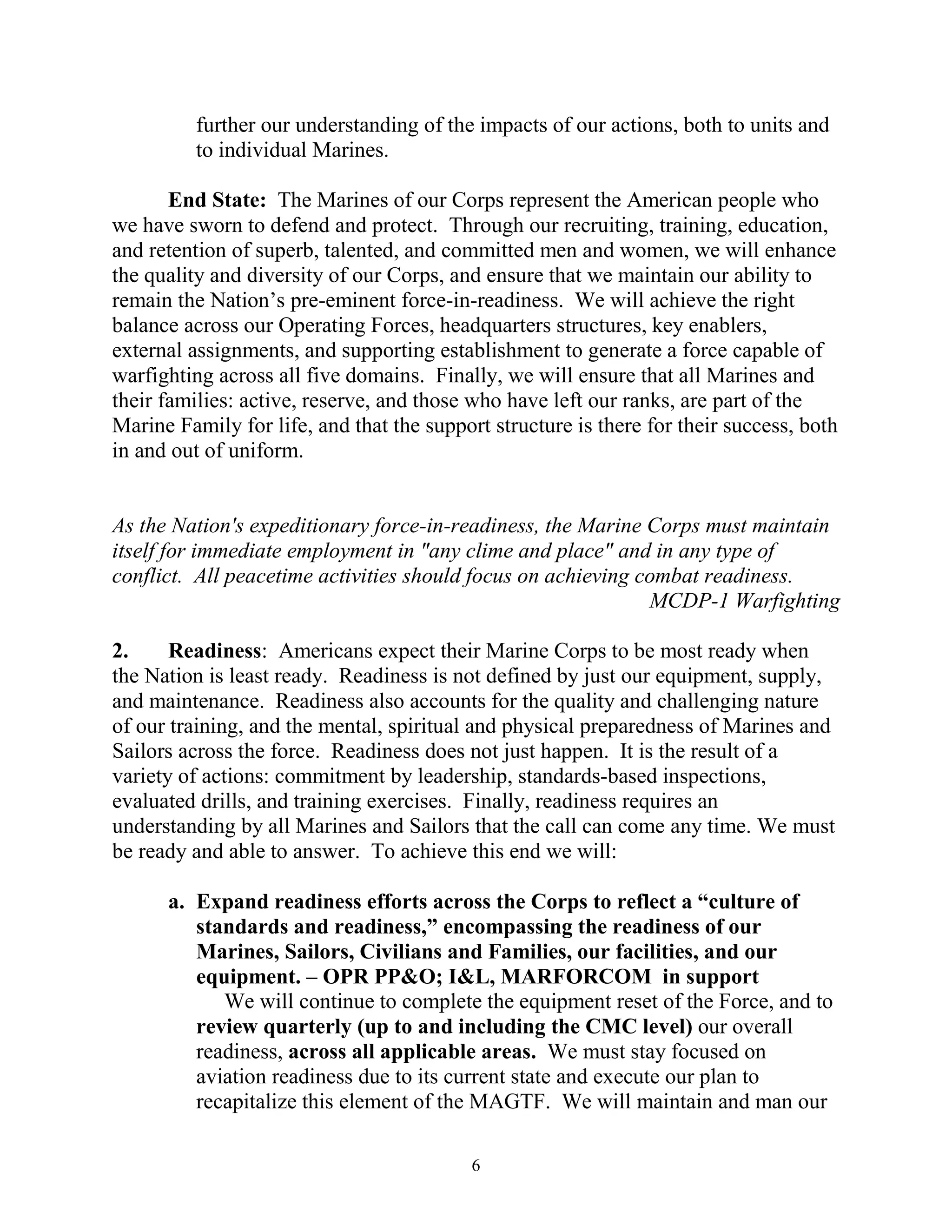 Updated Commandant USMC Planning Guidance | PDF