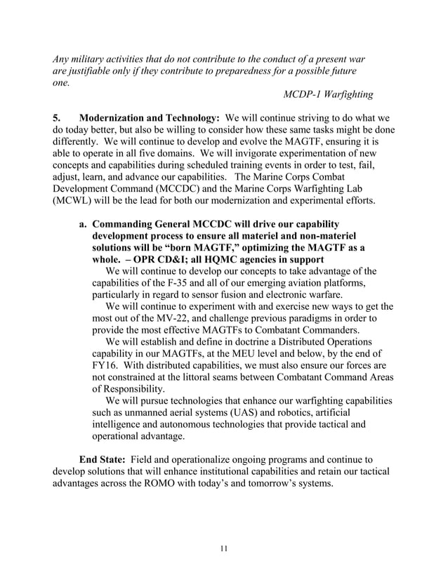 Updated Commandant USMC Planning Guidance | PDF | Defense Industry ...