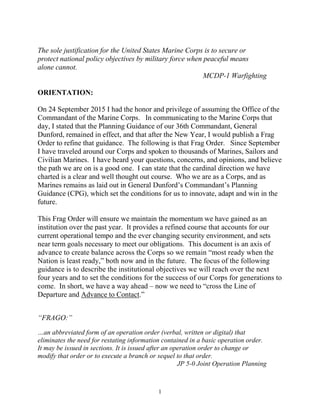 Updated Commandant USMC Planning Guidance | PDF