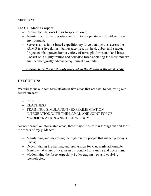 Updated Commandant USMC Planning Guidance | PDF | Defense Industry ...