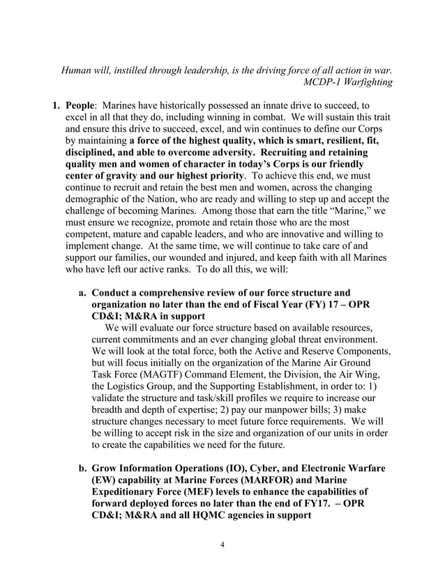 Updated Commandant USMC Planning Guidance | PDF | Defense Industry ...