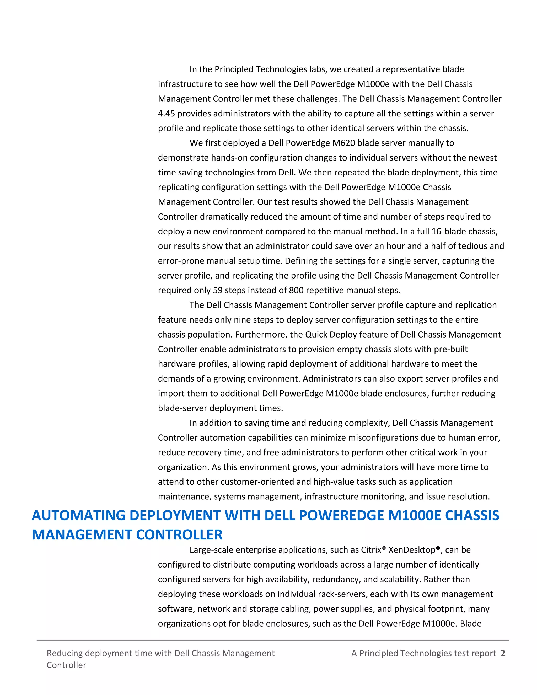 Reducing deployment time with Dell Chassis Management Controller | PDF