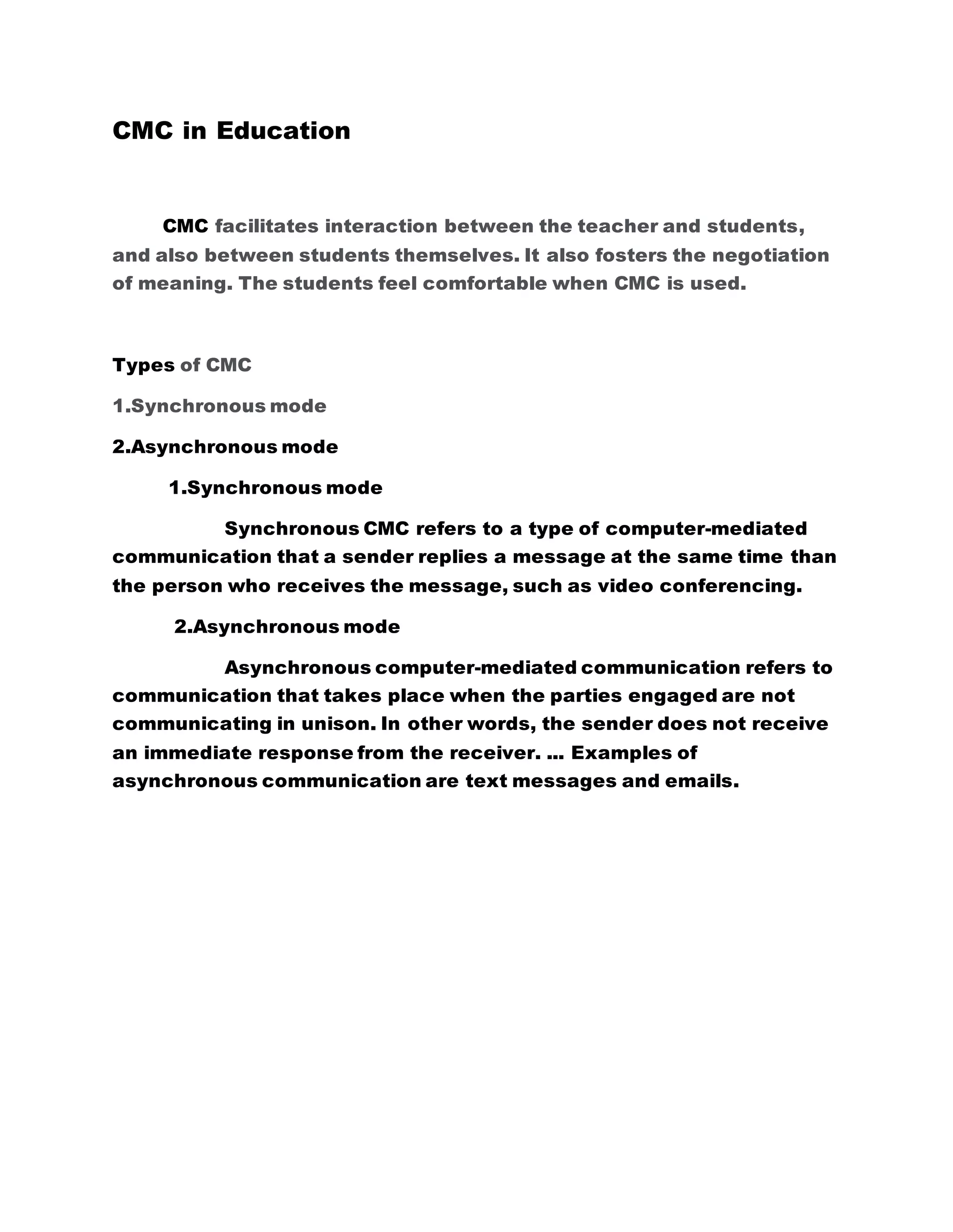 Cmc in education | DOCX