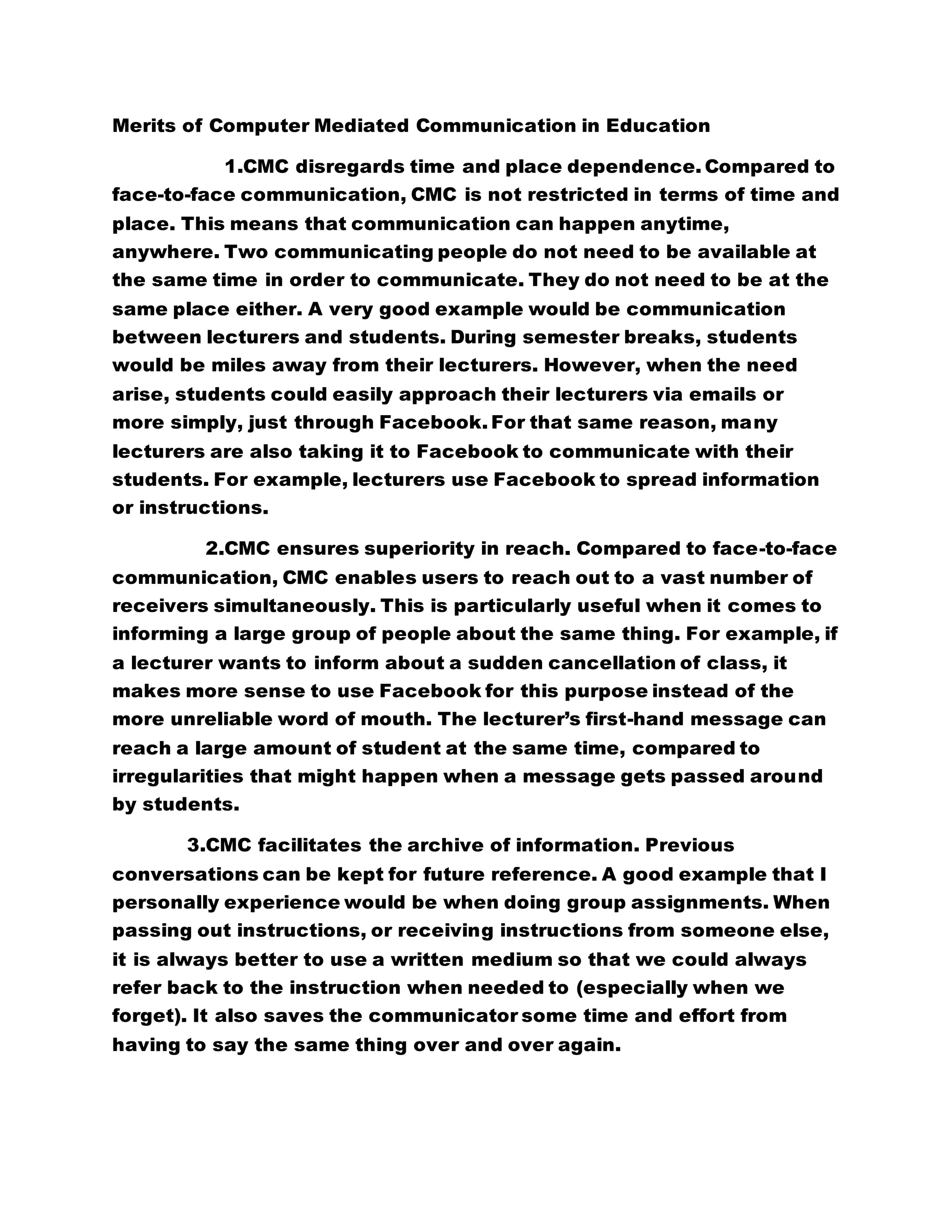 Cmc in education | DOCX