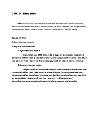 Cmc in education | DOCX