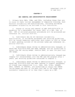 CMC Instruction OPNAVINST1306.2F (1Apr2011) | PDF