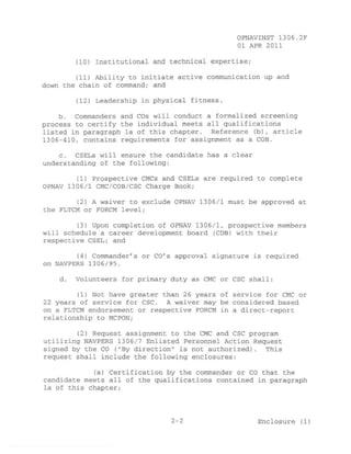 CMC Instruction OPNAVINST1306.2F (1Apr2011) | PDF