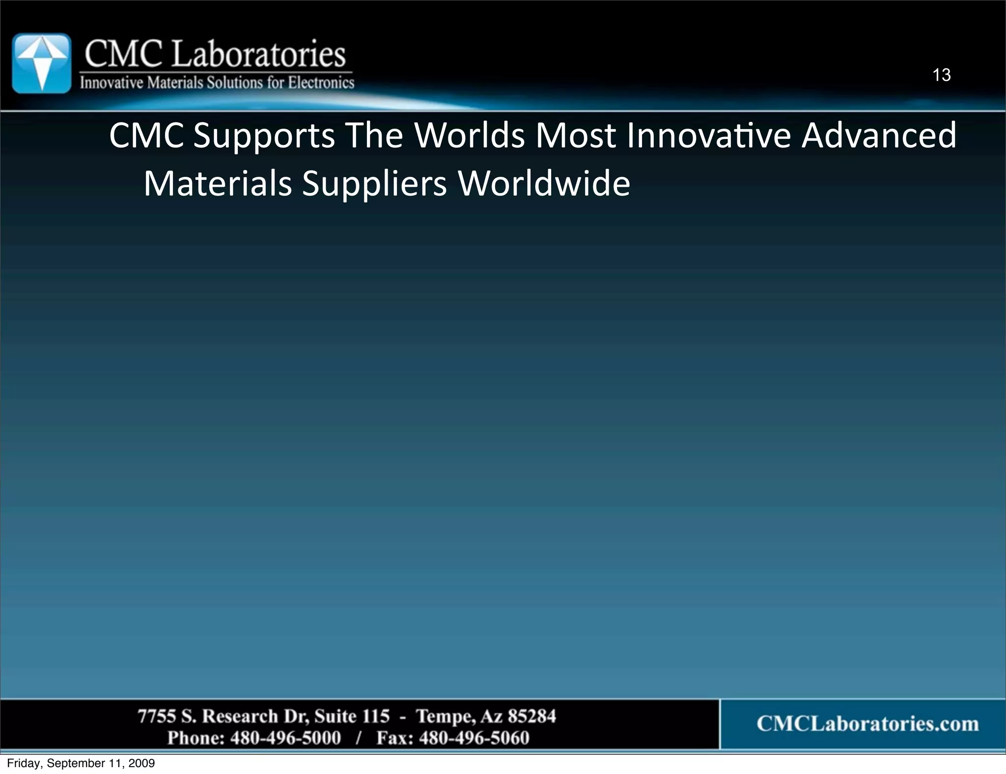 Cmc Laboratories Client Presentation 2009 | PDF