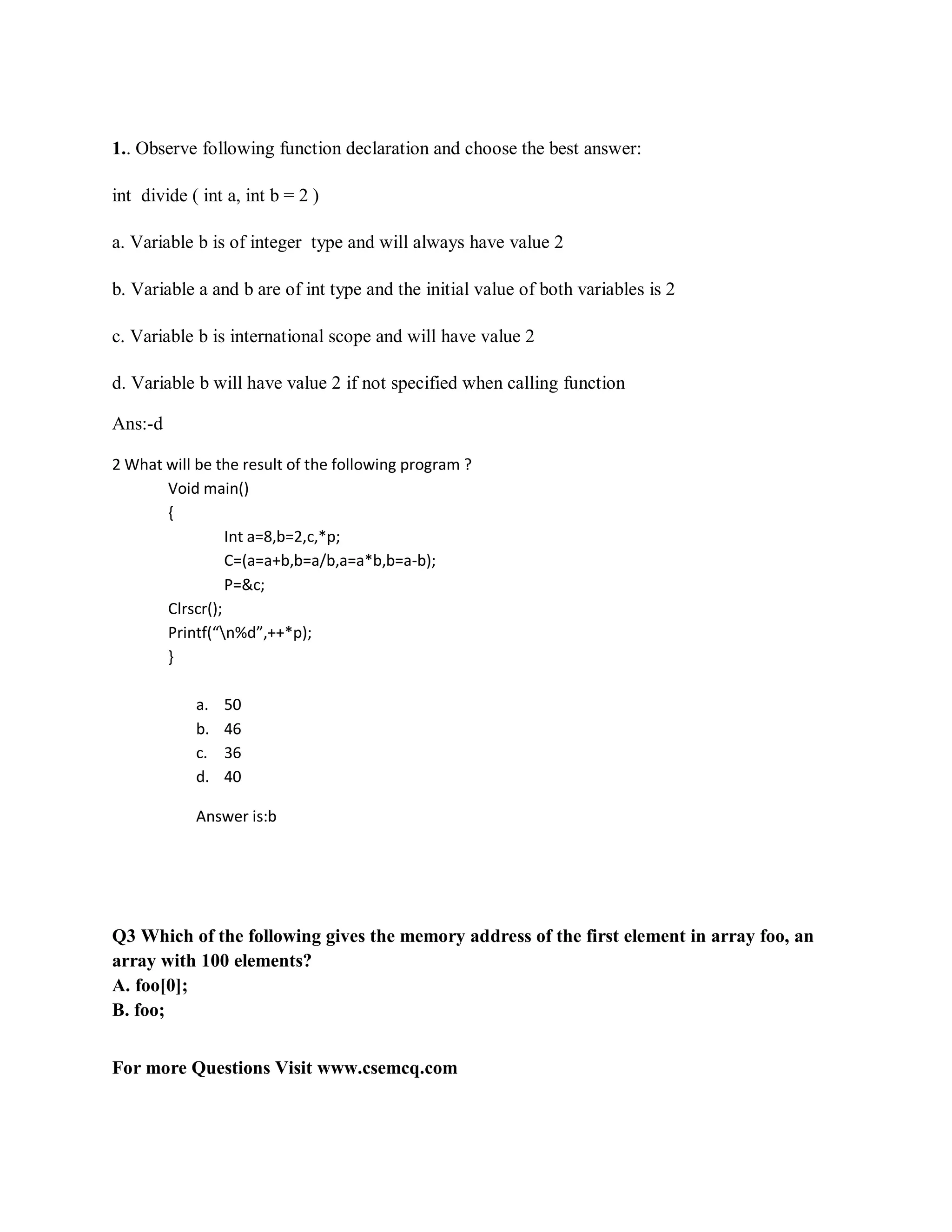 C Mcq Practice Test 4 Pdf 4774