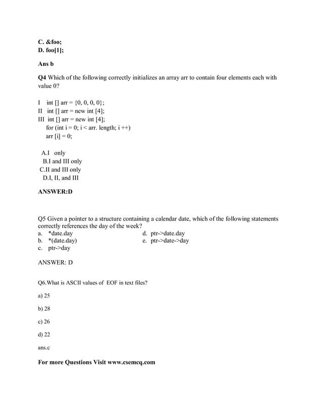 C mcq practice test 4 | PDF