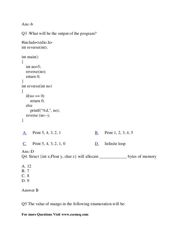 C Mcq Practice Test 3
