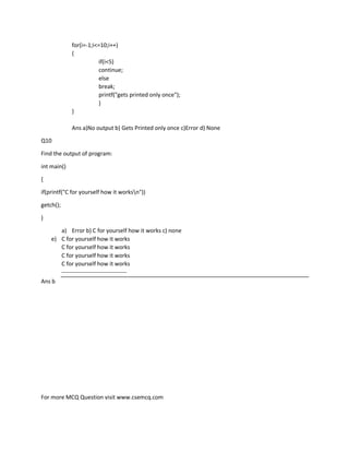 C mcq practice test 1 | PDF | Programming Languages | Computing