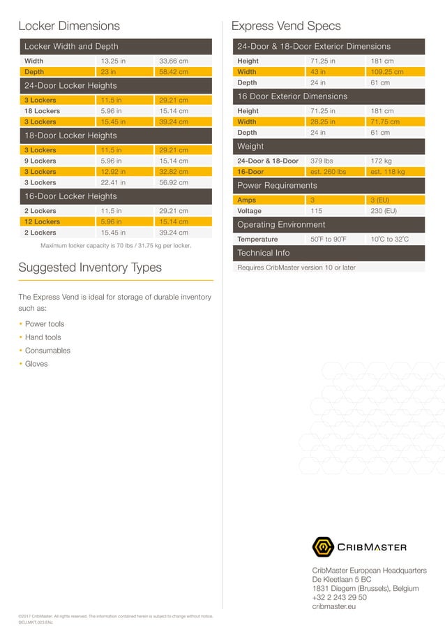 CribMaster Express Vend | PDF