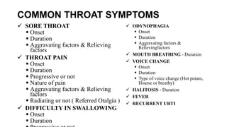 Clinical features of Ear nose and throat | PPTX