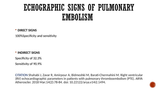 pulmonary embolism diagnosis and management | PPT