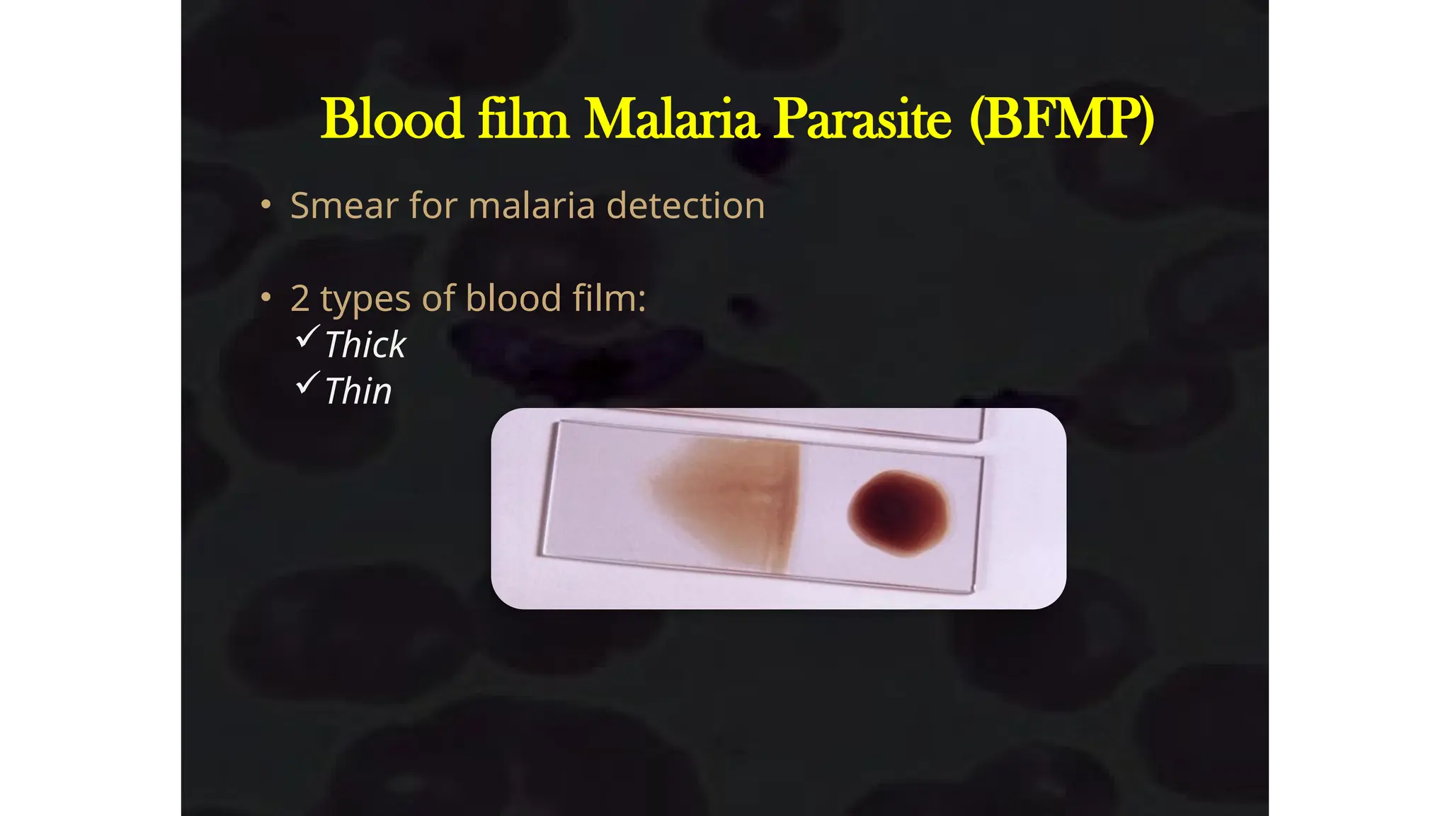 blood film malaria parasite collection, transportation & slide ...