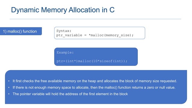 Dynamic Memory Allocation In C Ppt