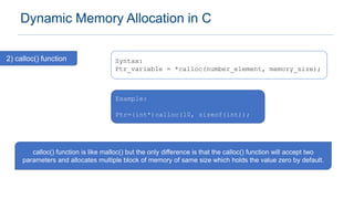 Dynamic Memory Allocation In C | PPTX