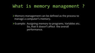 C++ MEMORY MANAGEMENT.pptx/ kbibuvvw veovn nveknev ovne onv | PPT