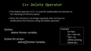 C++ MEMORY MANAGEMENT.pptx/ kbibuvvw veovn nveknev ovne onv | PPT