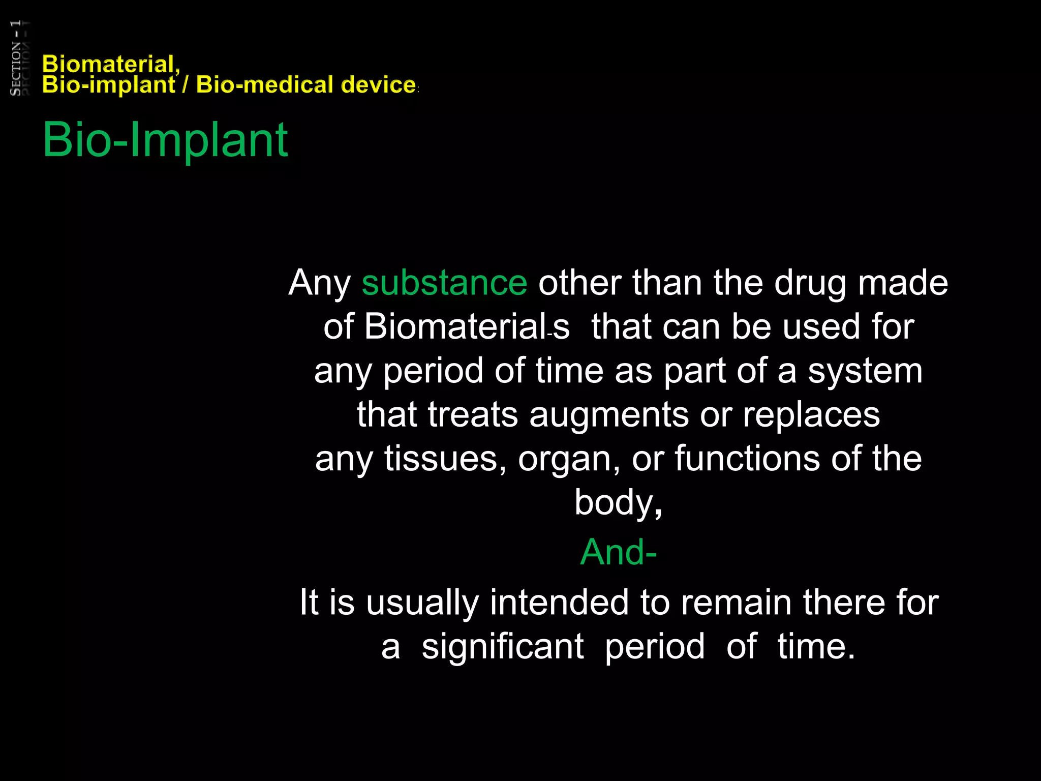 Basics of- HUMAN BIOMATERIALS, IMPLANTABLE MEDICAL DEVICES AND ...