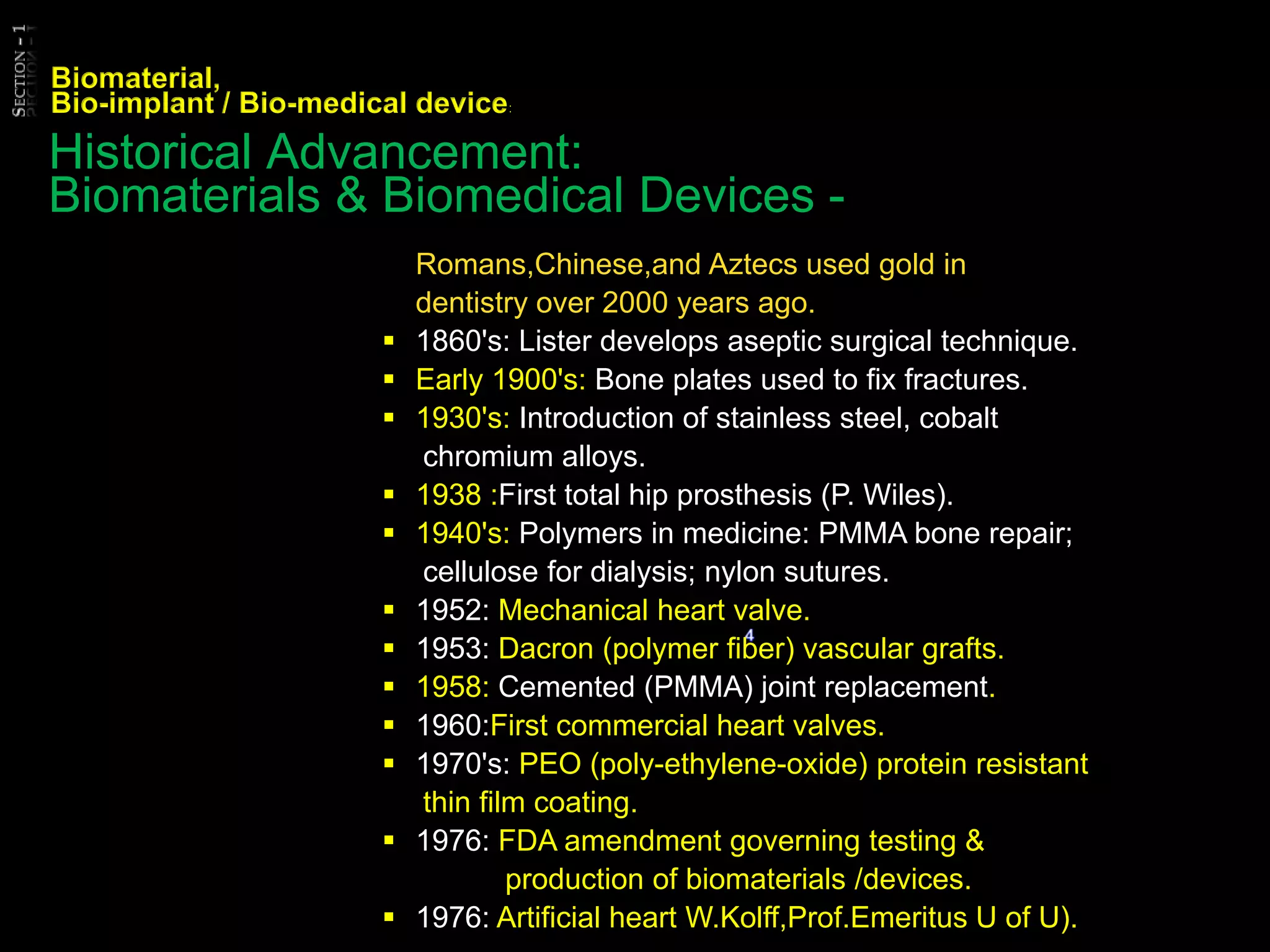 Basics of- HUMAN BIOMATERIALS, IMPLANTABLE MEDICAL DEVICES AND ...