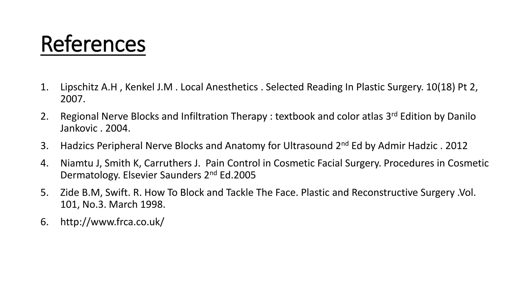 Local anaesthesia and facial block | PDF