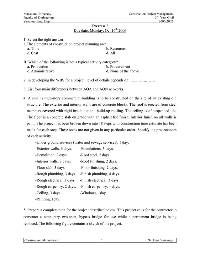 Cm exercise 3 | PDF | Civil Engineering Industry | Industries