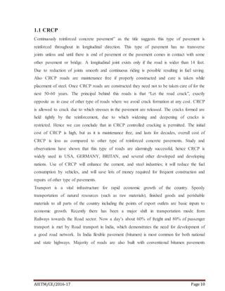 Continuously reinforced concrete pavement seminar report by ...