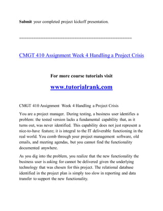 CMGT 410(NEW) Effective Communication/tutorialrank.com