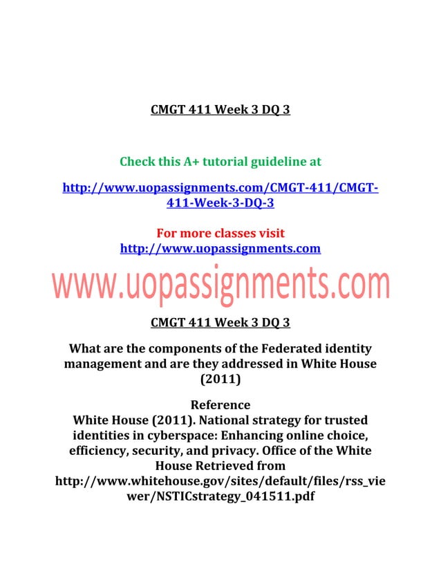 Cmgt 411 week 3 dq 3 | PDF