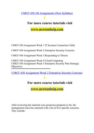 CMGT 430 V3 Life of the Mind/newtonhelp.com | PDF