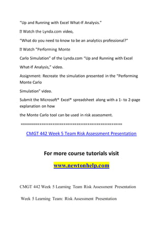 CMGT 442 Imagine Your Future/newtonhelp.com | PDF