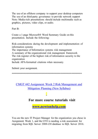 CMGT 442 Imagine Your Future/newtonhelp.com | DOC | Business | Business and Finance