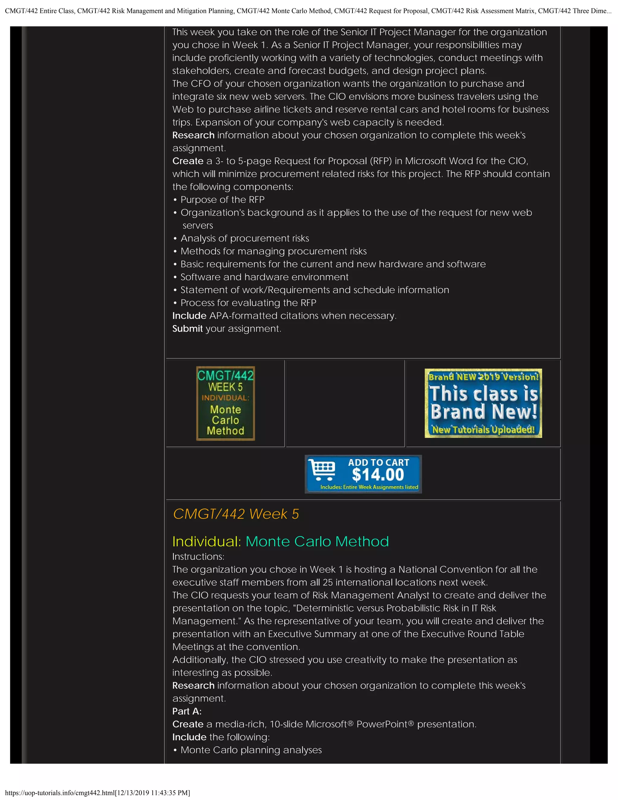 CMGT/442 ENTIRE CLASS UOP TUTORIALS | PDF