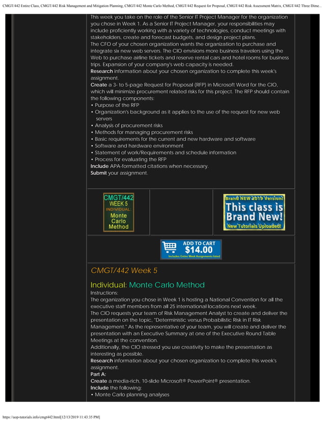 CMGT/442 ENTIRE CLASS UOP TUTORIALS | PDF