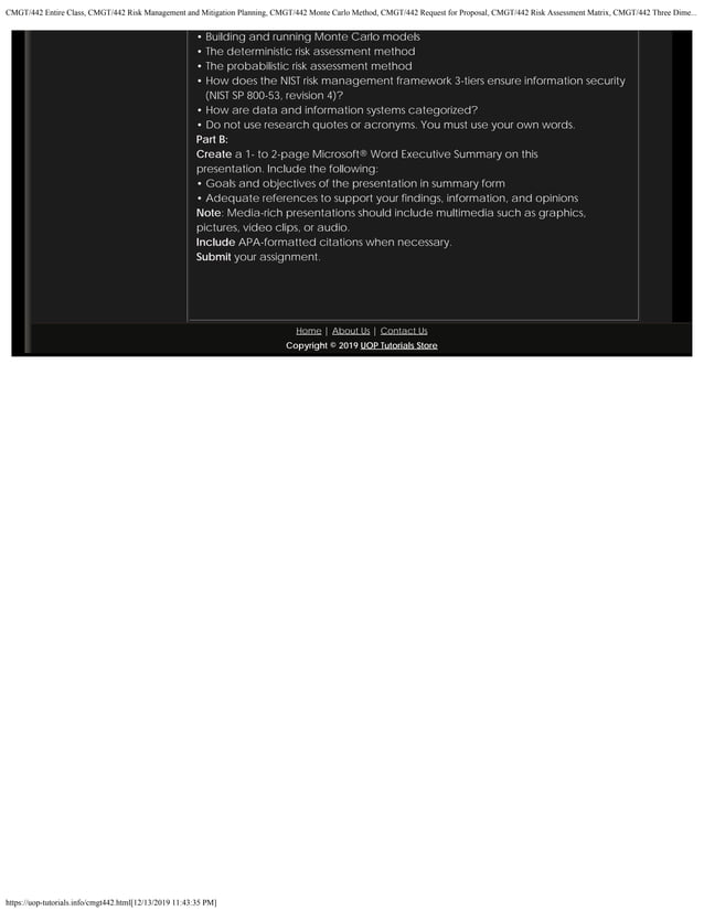 CMGT/442 ENTIRE CLASS UOP TUTORIALS | PDF