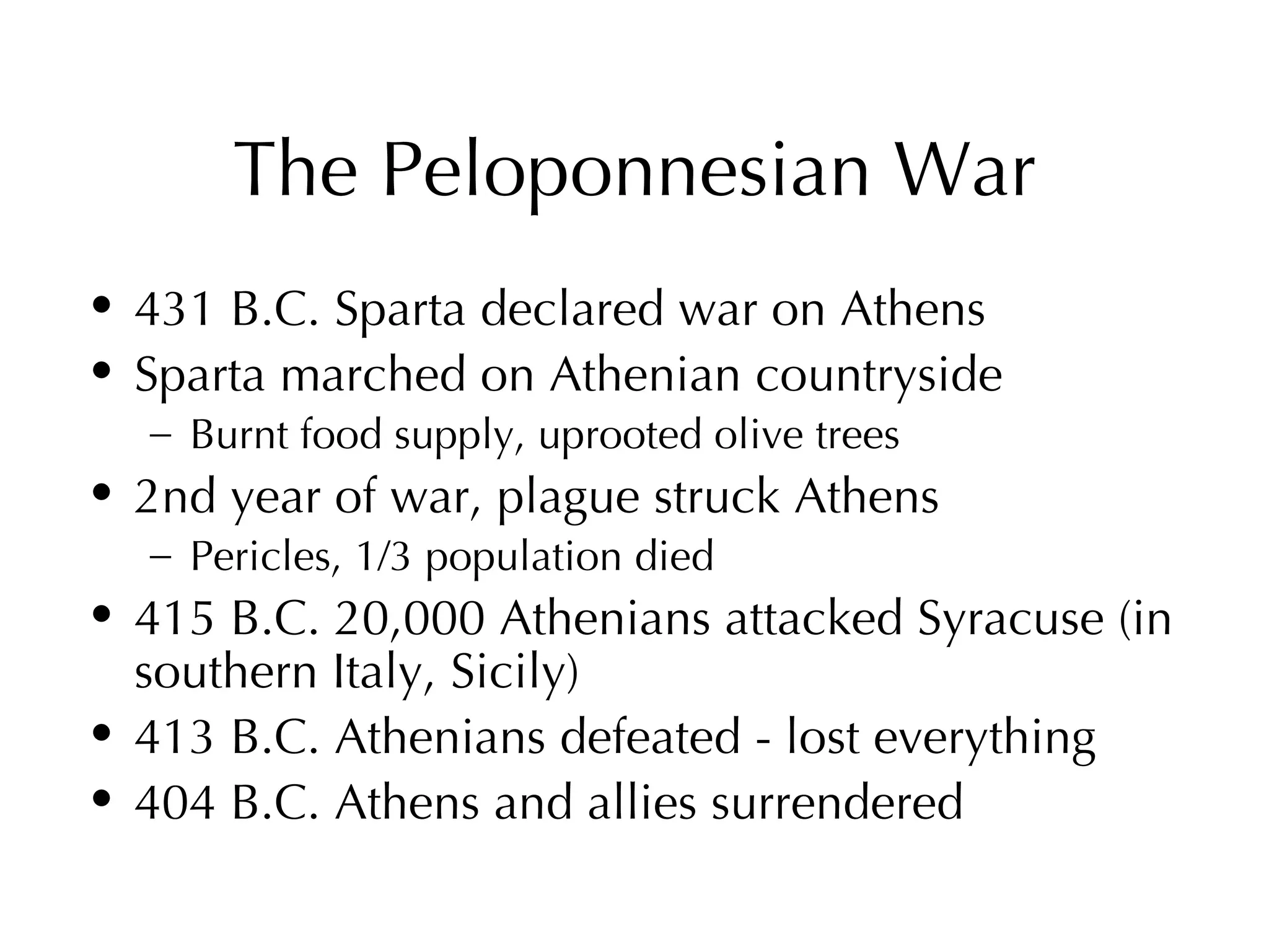 The Peloponnesian War and Philosophy | PPT