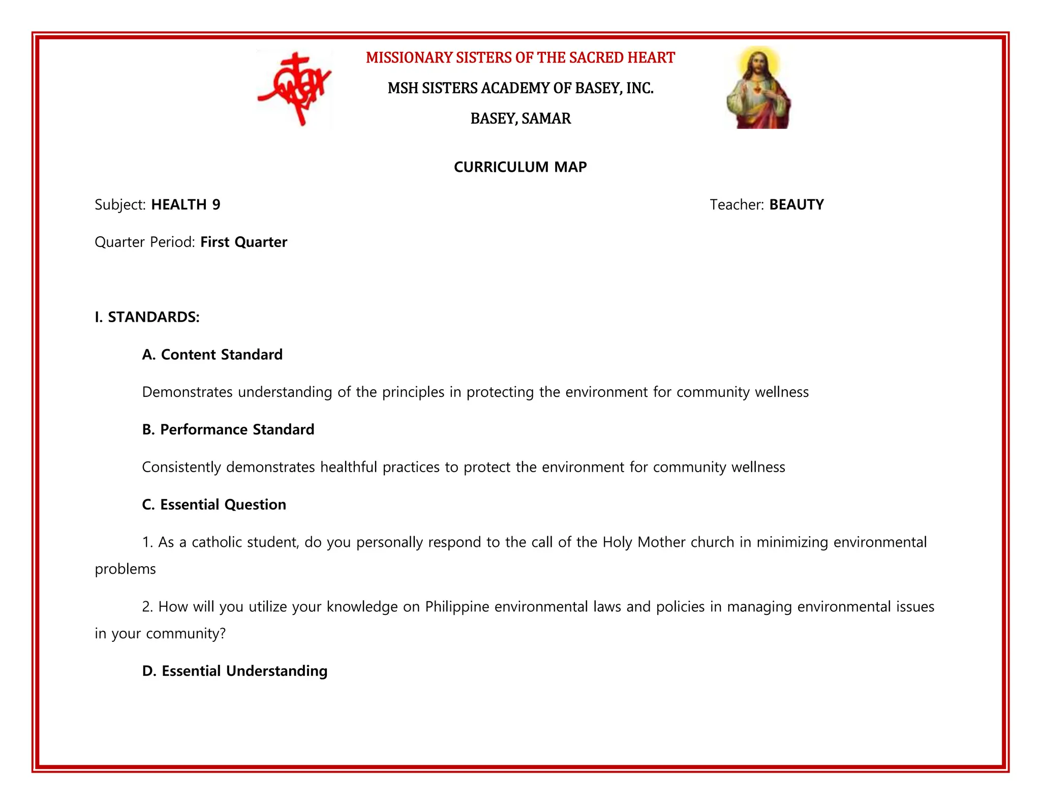 CURRICULUM MAP in mapeh for grade 9 students | DOCX