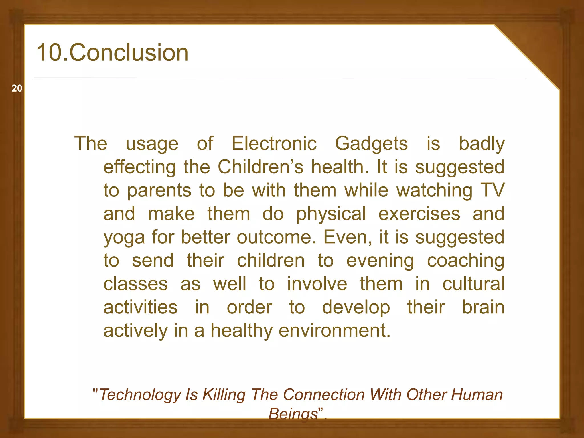Effect of Electronic Gadgets On Children Health | PPTX