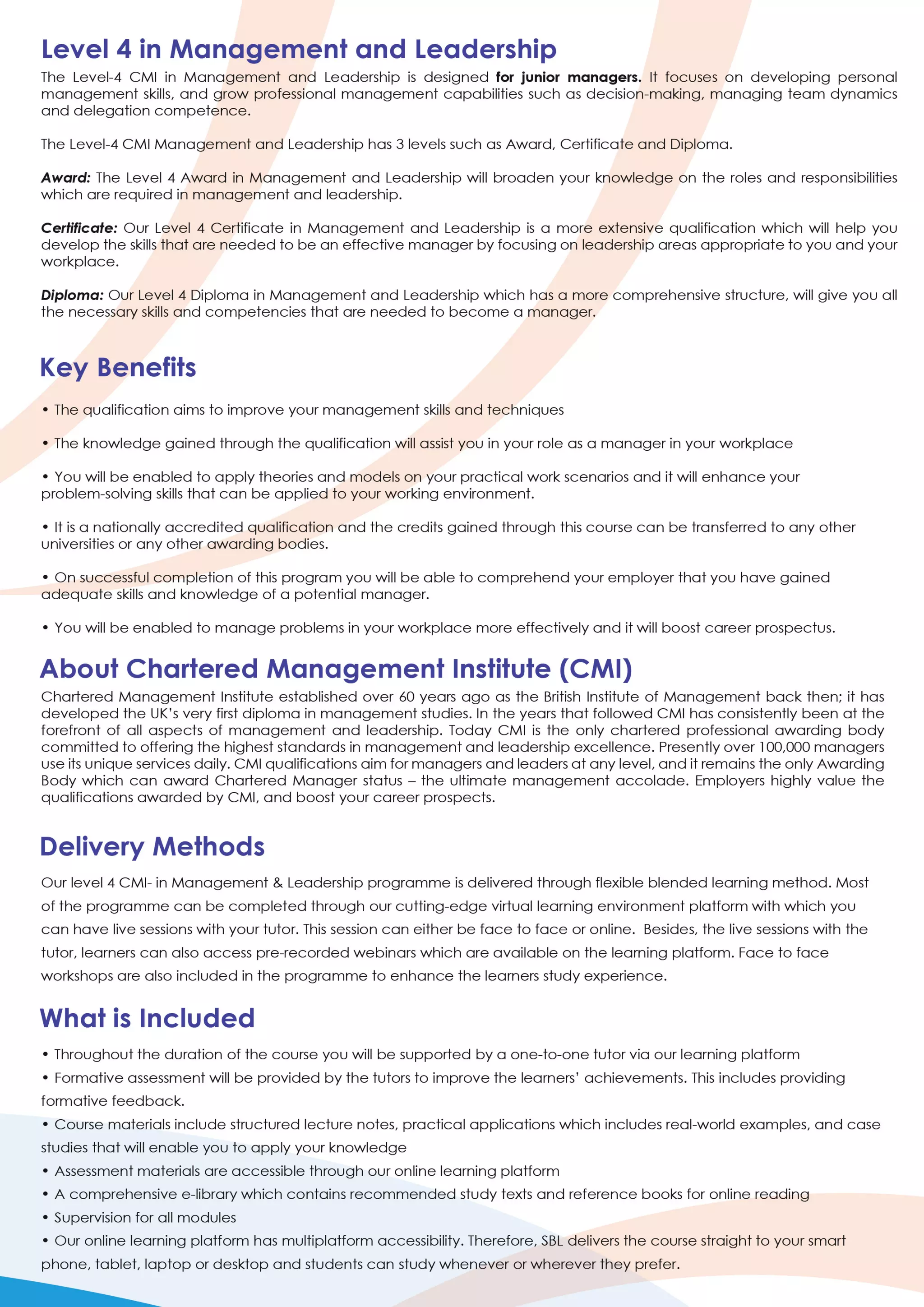 CMI level 4 in management and leadership | PDF