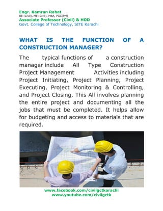 Construction Management Skills for Civil Technologists | PDF