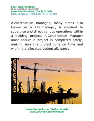 Construction Management Skills for Civil Technologists | PDF