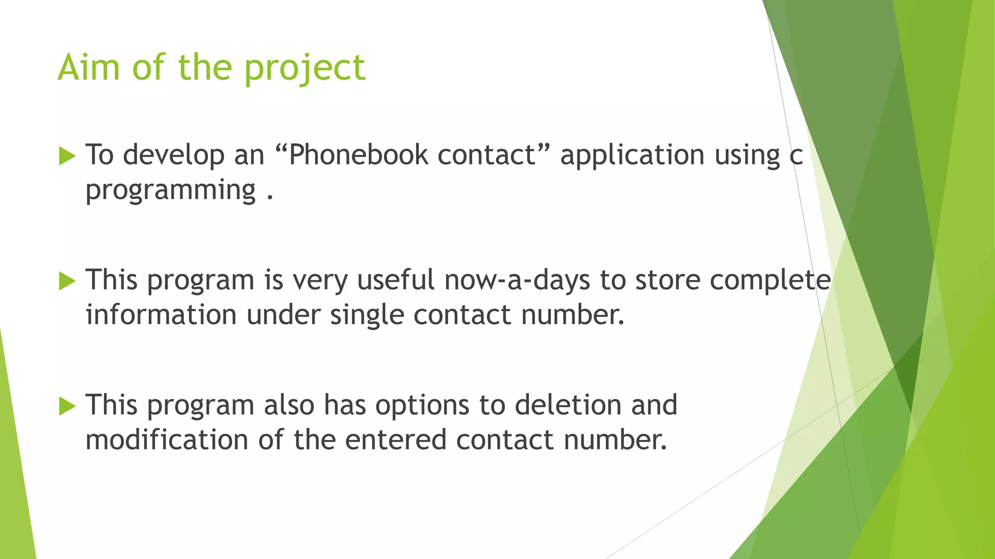 A c program of Phonebook application | PPTX | Computer Software and Applications | Computing